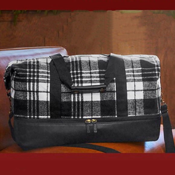 DSW | Bags | Plaid Black White Weekender Duffle Bag | Poshmark